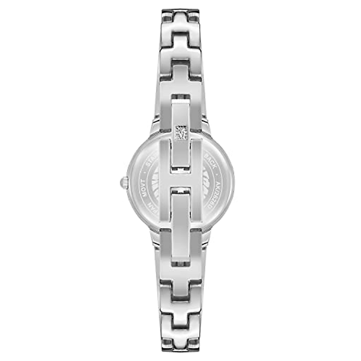 Anne Klein Women's Japanese Quartz Dress Watch with Metal Strap, Silver, 14 (Model: AK/2627BKSV)