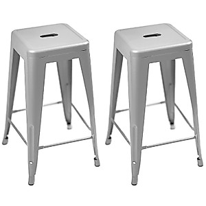 Sunjoy Group (#S-DNC1267PST) Stackable Metal Barstool, Silver, 26", Pack of 2