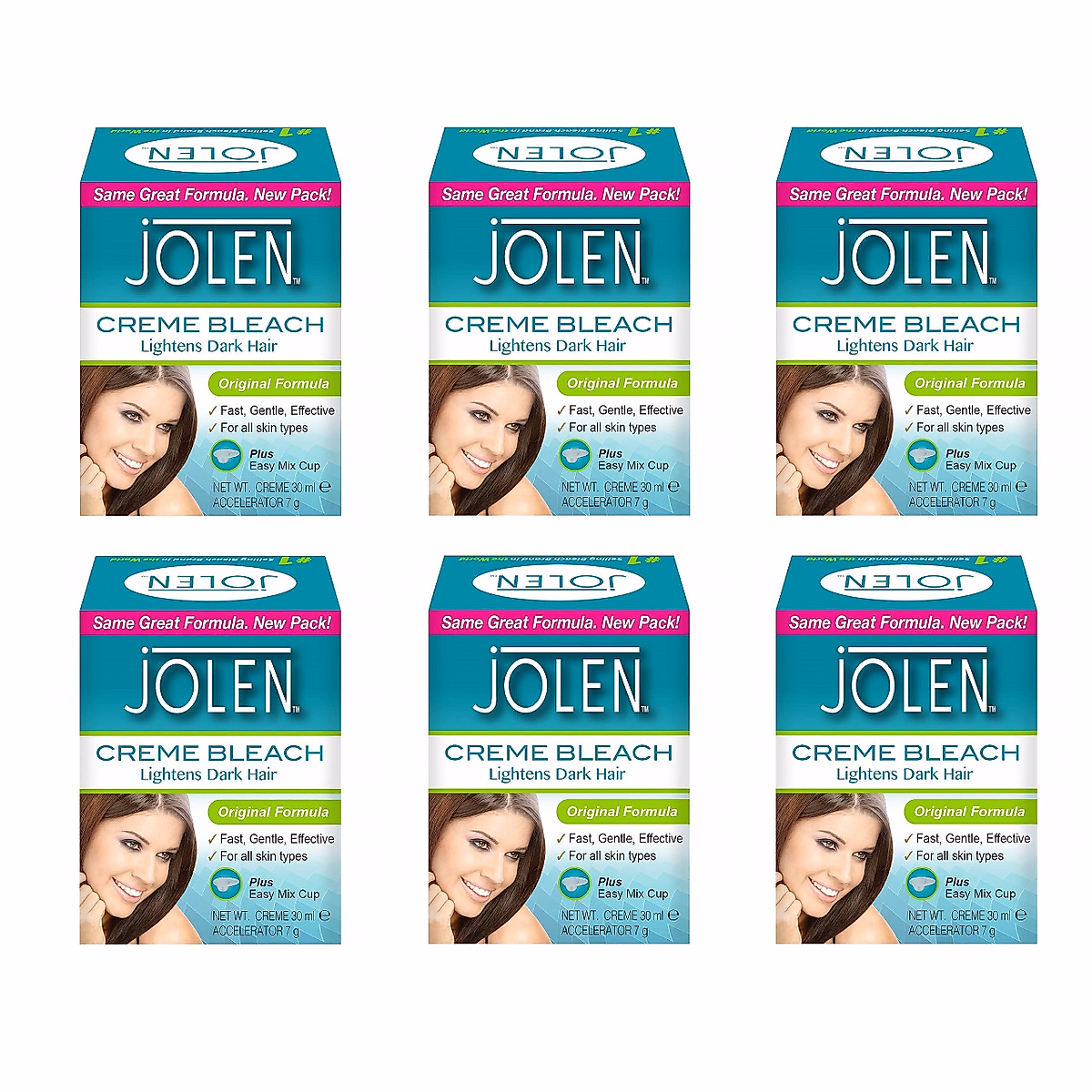 Jolen creme bleach lightens dark hair 30ml (6 Pack)