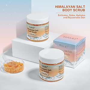 Premium Himalayan Salt Body Scrub with Lychee Oil Natural Exfoliating Salt Scrub for Acne, Cellulite, Deep Cleansing, Scars, Wrinkles, Exfoliate and Moisturize Skin