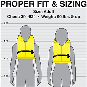 Seachoice Life Vest, Type II Personal Flotation Device, Orange, Adult, 4-Pack w/ Bag