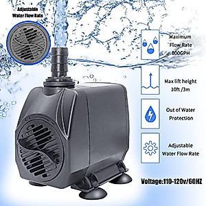 YOFOTHS Submersible Water Pump 35W/40W 800GPH Ultra Quiet Fountain Pump 3000L/H 10ft High Lift Pump for Aquarium, Fish Tank, Pond, Hydroponics, Statuary