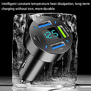 Ankuee 4 Ports USB Car Charger, 66W Super Fast Charging with QC 3.0, PD 20W and USB 2.4A Charger Adapter, Quick Charge with LED Voltmeter, Auto Cigarette Lighter Plug (PD20W+QC3.0+2.4A, 2PCS)