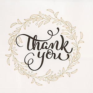 OSpecks 50 Count Small Thank You Gift Bags Bulk with Handles, White Kraft Paper Bags for Retail Shopping, Wedding, Goodies, Merchandise for Customers or Guests, Size 5.25 x 3.75 x 8 Inches