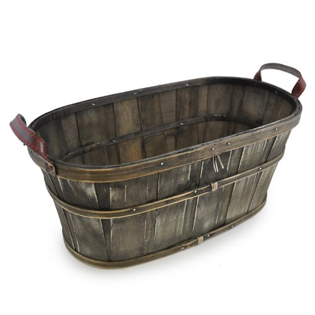 The Lucky Clover Trading Wood Chip Bushel, Rustic Gray Basket, Grey