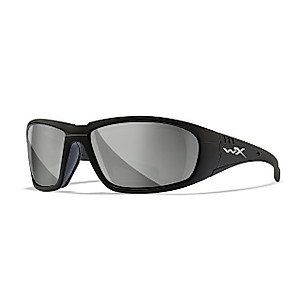 Wiley X WX Boss Sunglasses, Safety Glasses for Men and Women, UV Eye Protection for Shooting, Fishing, Biking, and Extreme Sports, Matte Black Frames, Silver Flash Tinted Lenses