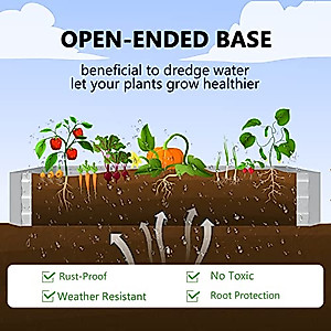 RAXSINYER 8x4x1FT Raised Garden Bed, Galvanized Raised Garden Beds Outdoor for Vegetables, Fruits, Flower, Large Metal Planter Raised Garden Boxes with Gloves and Labels