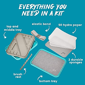 WetNDri Paint Tray Pallet for Painting. Stay Wet Palette for Acrylic Miniature Painting Kit. 50pc Pallet Paper 2 Sponge Warhammer 40K Model Paint Brush Holder Paint Mixing Storage Container with Lid