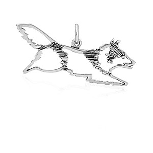 Sterling Silver Shetland Sheepdog Pendant Sheltie Mom Jewelry and Gifts - Jumping