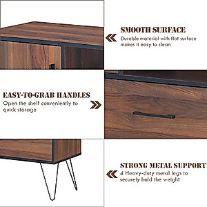 Tangkula 3-Tier Storage Cabinet, Wood File Cabinet with Drawers & 4 Metal Legs, Free Standing Display Bookshelf, Storage Bookcase for Home Office