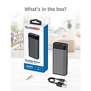 TALK WORKS Portable Charger - Fast Charging Power Bank Compatible with iPhone 13/Pro/Pro Max, 14/Plus/Pro/Pro Max, 12, 11, XR, XS, X, 8, 7, 6, SE, iPad, Android - External Cell Phone Backup (Grey)