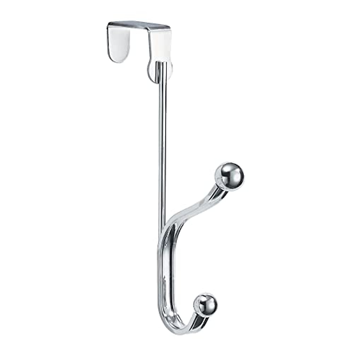 mDesign Decorative Over Door Double Hook Steel Storage Organizer Rack for Coats, Hoodies, Hats, Scarves, Purses, Leashes, Bath Towels, Robes, Clothing - 3 Pack - Chrome