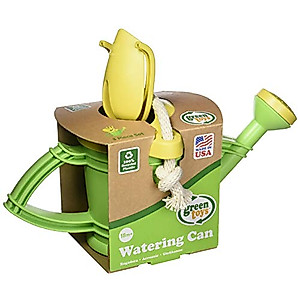 Green Toys Watering Can, Green 4C - Pretend Play, Motor Skills, Kids Outdoor Role Play Toy. No BPA, phthalates, PVC. Dishwasher Safe, Recycled Plastic, Made in USA, Yellow