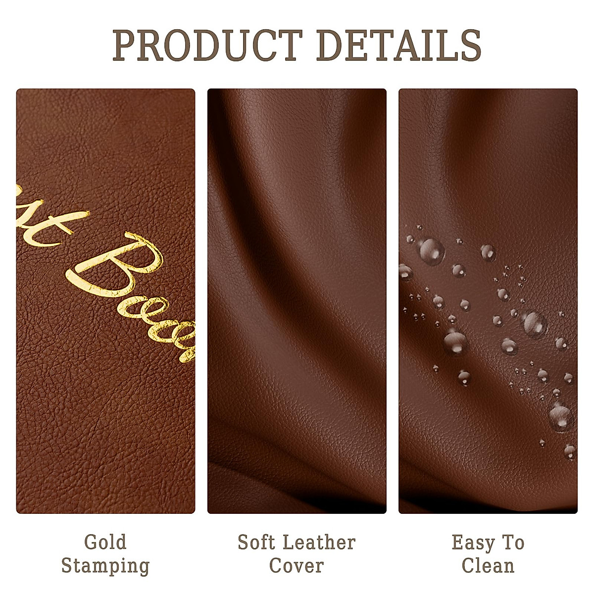 WEMATE Guest Book, Leather Memorial Guestbook,Suitable for Funeral,Graduation and Special Events,Polaroid Guest Book with A Pen,136 Blank&Lined Pages for Sign in and Photos 7"x10″ (Black)