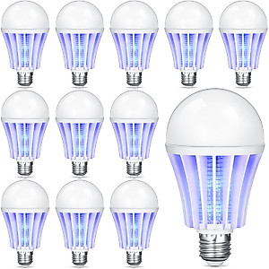 Qualirey Bug Zapper Light Bulb Bulk 2 in 1 Electronic Mosquito Killer Lamp LED Light for Fruit Flies Bug Fly Insect Mosquito Control, Suitable for Indoor Entryway Patio Doorway Corridor (12 Pcs)