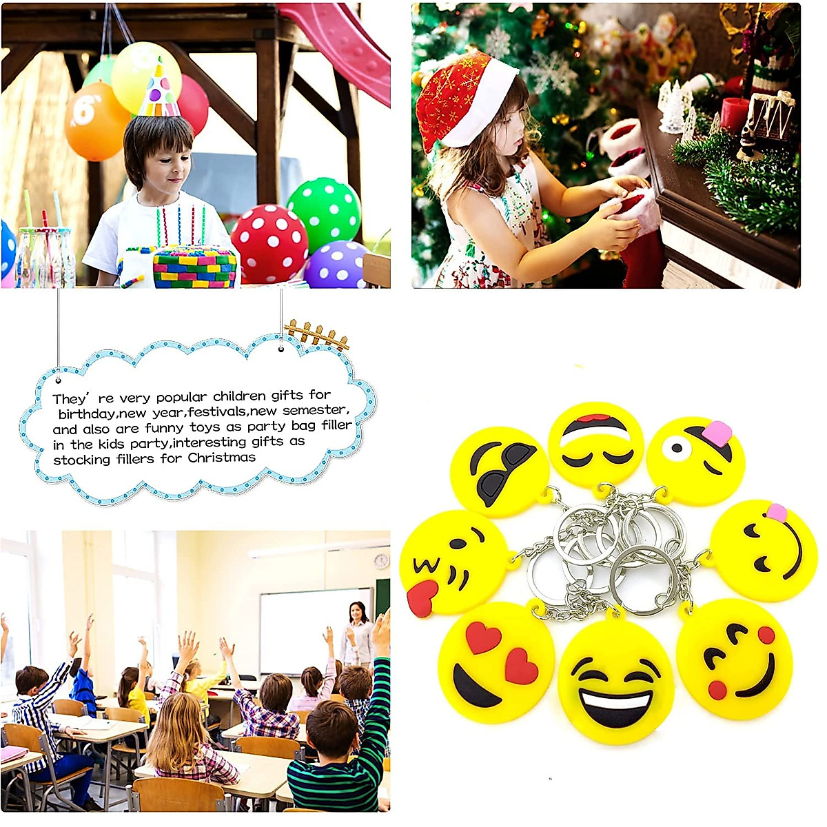 CRSUSUKJ 64 Pack Mini Emoticon Keychain Plush(16 expressions), Cute Keychain, Party Favors for Kids, Keychains, Valentine's Day Gifts/ Birthday Party Supplies, Emoticon Gifts Toys Carnival Prizes.