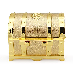 AVESON Rectangle Vintage Metal Treasure Chest Trinket Jewelry Box Gift Box Ring Case for Girls Ladies Women, Small, Gold