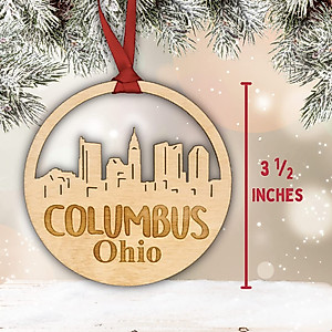 Columbus Christmas Ornament - Wooden City Skyline - Ohio OH