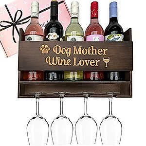 GIFTAGIRL Dog Mom Gifts for Women - Fun Dog Lover Gifts for Women, Our Dog Mom Wine Lover Racks are Perfect Dog Themed Gifts or Dog Owner Gifts for Christmas, and Arrive Beautifully Gift Boxed