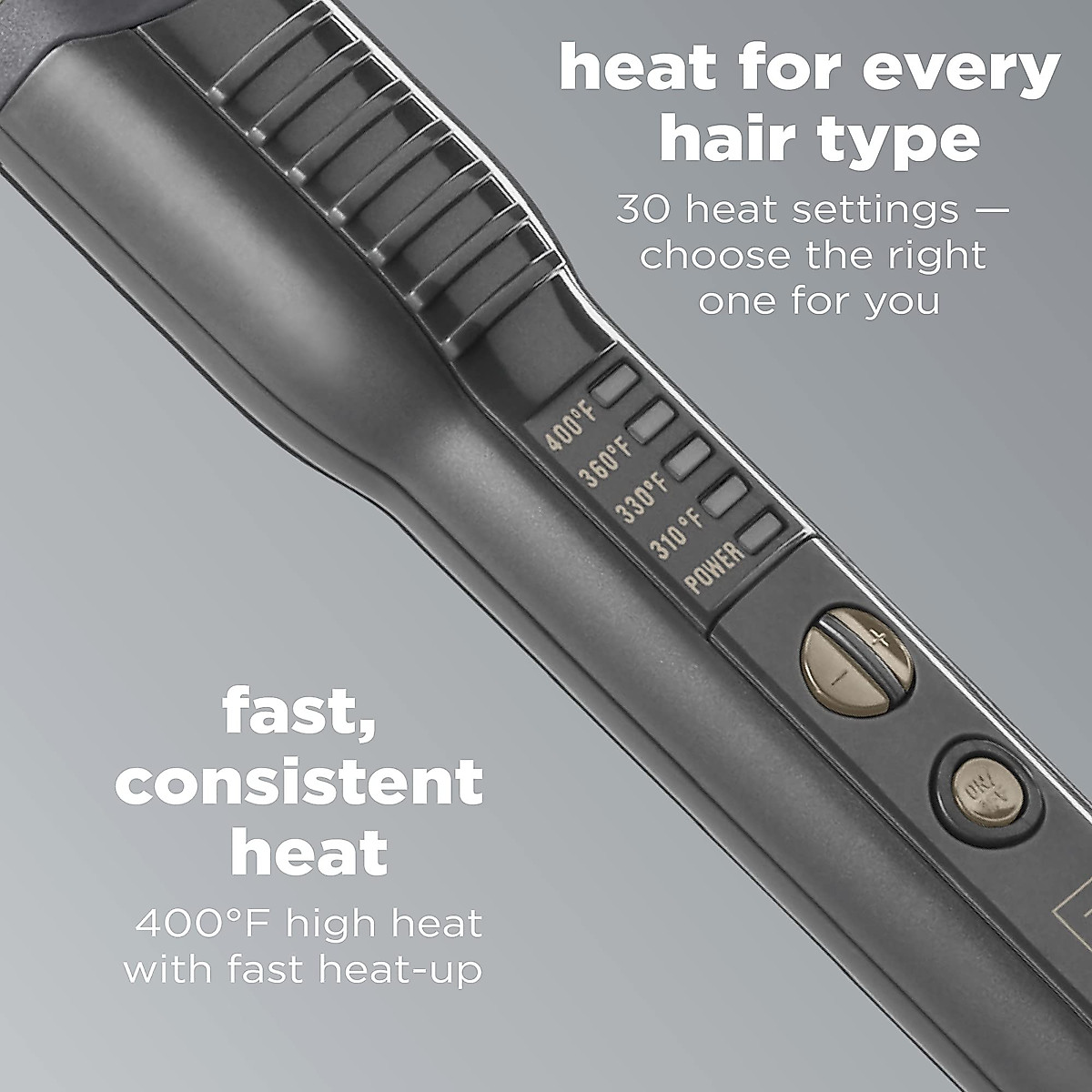 INFINITIPRO BY CONAIR Tourmaline Ceramic 1 1/4-Inch to 3/4-Inch Curling Wand, Tapered wand produces beachy waves , Metallic Grey