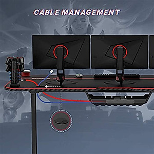 MJWDP 63 Inch Gaming Desk E-Sports Computer Table PC Desk Gamer Tables Workstation with USB Gaming Handle Rack