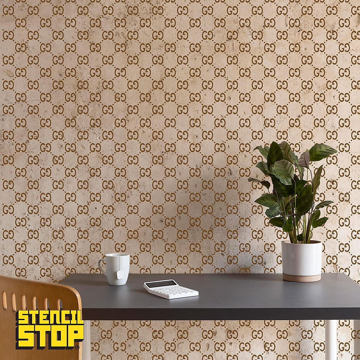 GG Pattern Stencil - Seamless Repeating Design for DIY, Walls, Decor - Durable 14 Mil Mylar Plastic (12 x 12 inches)