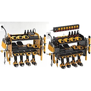 CRST Power Tool Organizer Bundle with 8-Outlet Power Strips, Cordless Drill Holder & Charging Station for Garage & Workshop, Heavy-Duty Modular Storage with Pegboard