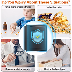 GHJGAGE 2.5 Cub Home Safe Fireproof Waterproof for HOME USE, Large Cabinet Safe Box with Fireproof Document Bag & Removable Shelf, Personal Security Digital Safe for Home Money Firearm A4 Document