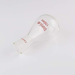 StonyLab Borosilicate Glass 100mL Heavy Wall Single Neck Recovery Flask Rotary Evaporator Flask, with 24/40 Outer Joint - 100mL