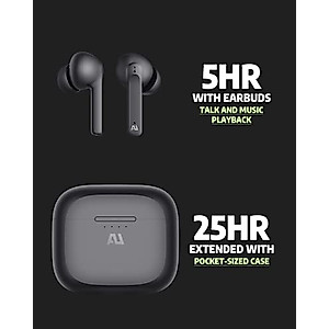 ausounds Wireless Earbuds, Bluetooth, Touch Control, Dual Mics, Workout Sweat Resistant(Black)