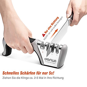Dorlle Knife Sharpener, Upgraded 4-Stage Manual Chef Knife Sharpener to Help Repair, Restore and Polish Blades （Black）