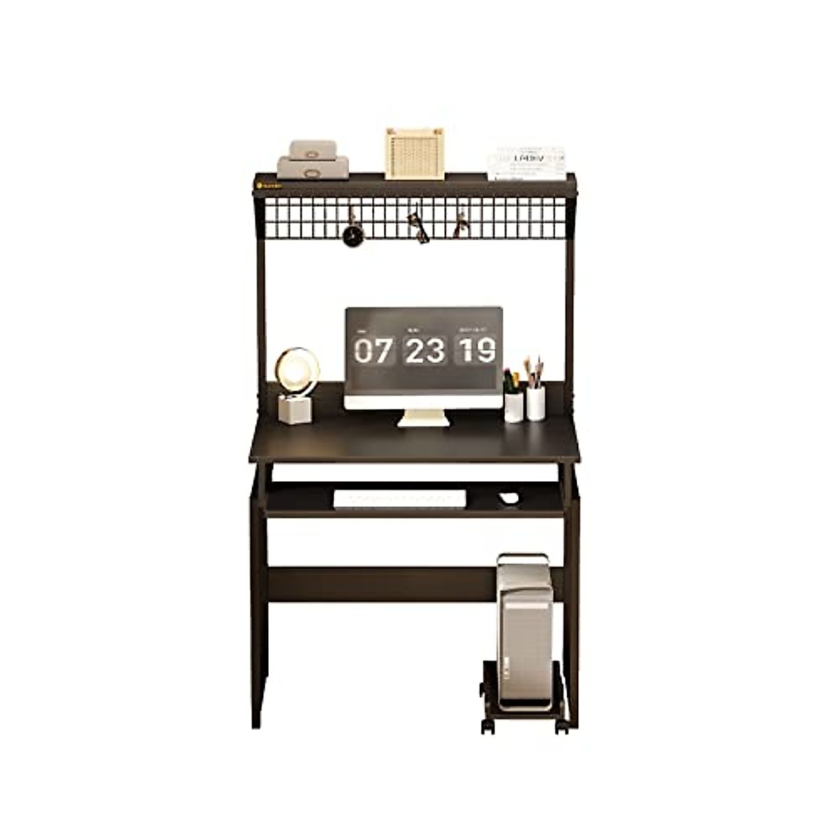 ALISENED 31.5" Computer Desk with Hutch, Office Desk Study Table Writing Desk Workstation PC Table for Home Office，Space Saving Design