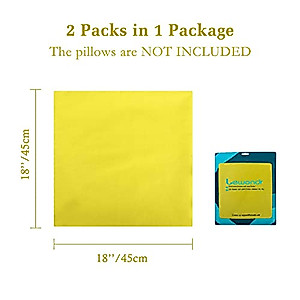 Lewondr Waterproof Outdoor Throw Pillow Cover, 2 Pack Solid PU Coating Throw Pillow Case UV Protection Garden Cushion Cover for Patio Sofa Couch Balcony 18"x18"(45x45cm) - Yellow
