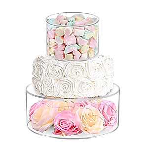 MOJIEZUO Clear Acrylic Cake Stand,Fillable Cake Riser Cake Tier,Round Cake Display Riser,Decorative Display Box with Lid for Wedding Birthday Party