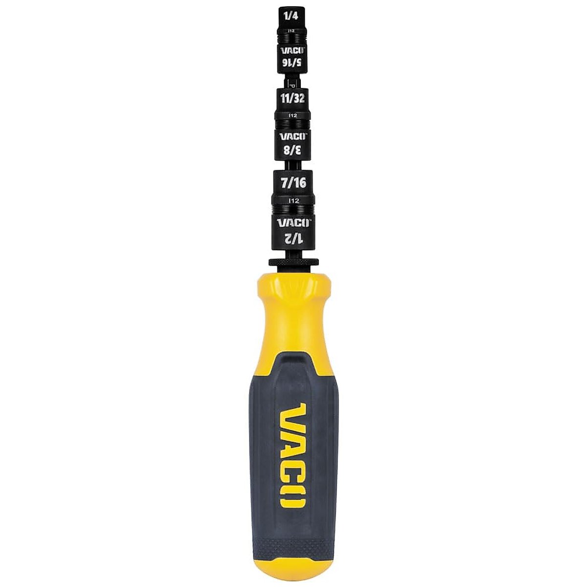 VACO VAC1070 Impact Driver, 7-in-1 SAE Multi-Bit Impact Flip Socket with Handle, 6 Easy-to-Identify Hex Driver Sizes and 1/4-Inch Bit Holder