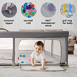 Baby Playpen 79'' x 71'' Extra Large Playpen for Babies and Toddlers with Breathable Mesh Baby Gate Baby Play Yards Baby Activity Center Baby Fence Play Area Nursery Furnitur