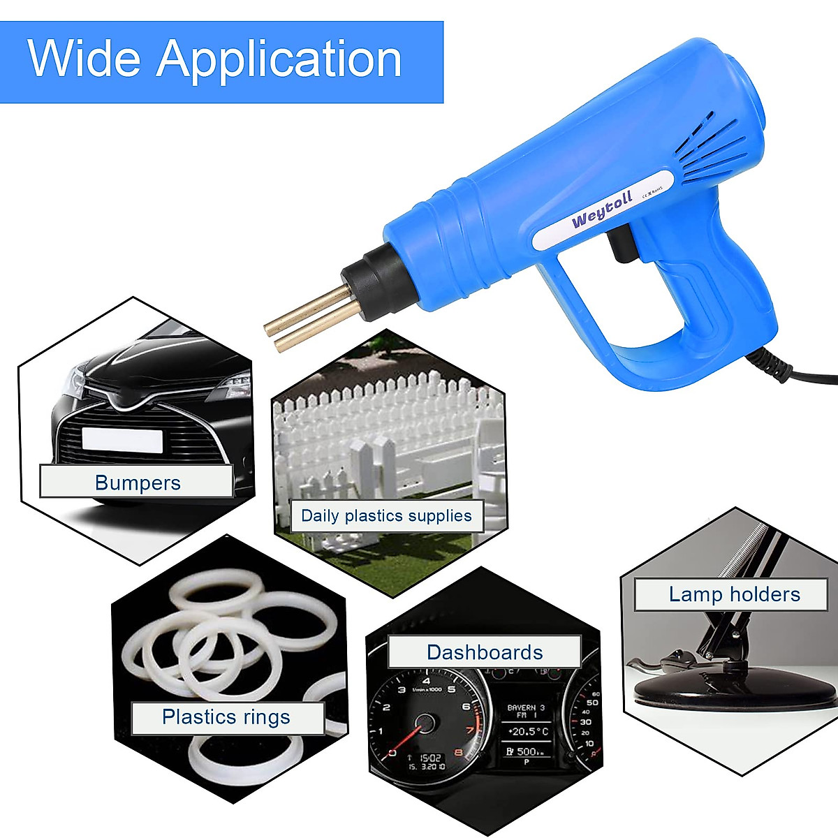 Weytoll Plastic Welder Kit, 70W Hot Stapler Welding Gun with 200pcs Staples for Automotive Bumper Repair Kit (Blue)