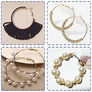 FANMAOUS 60Pcs Hoop Earring Findings Stainless Steel Earrings Beading Round Earrings Hypoallergenic Hoop Earrings Open Beading Hoop for Jewelry Making DIY Crafts Art Creation Girl (40mm)