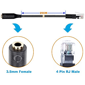 VoiceJoy 3.5mm Smartphone Headset to RJ9 Adapter Compatible with Yealink T20 T21 T41G etc Phones and Grandstream GXP14XX,GXP2124, GXP2120, GXP2140 GXP2140 GXP2160 GXP2110