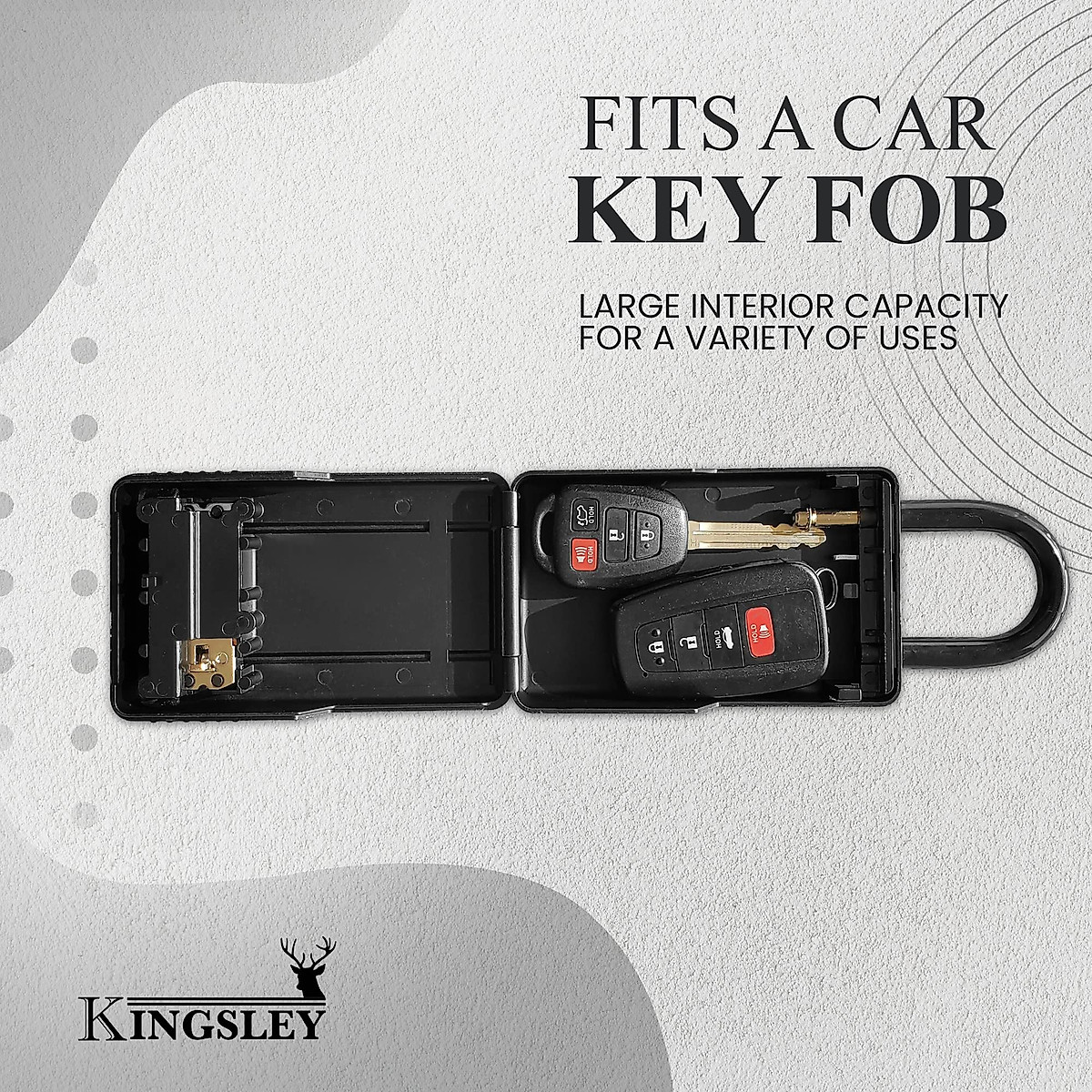 Kingsley KL313 Large Capacity Key Storage Box with Resettable Code, Water Resistant Realtor Key Lock Box for Spare Keys, Lock Box for Home, Apartment, AirBnB