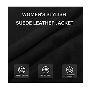 Bellivera Womens Faux Leather Jacket Lapels Cropped Outfits Coat Suede Spring Fashion Outwear with Microstretch 64K Black M