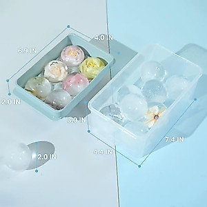 WIBIMEN Large Ice Cube Tray, 1.9IN Whiskey Ice Mold, 2 Pack Sphere Ice Cube Mold with Bin&Tong, Leak-free Round Ice Cube Mold, Easy Fill & Release Ice Ball Maker for Whiskey Cocktails Bourbon(Blue)