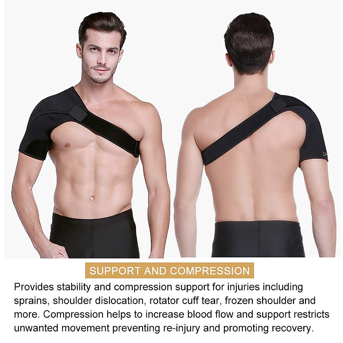 HUEGLO Right Shoulder Brace for Men,Torn Rotator Cuff Support Women Shoulder Stabilizer Brace for Shoulder Pain Relief