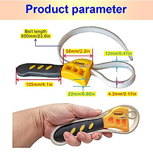Aneaseit Silicone Jar or Bottle Lid Opener - Adjustable Strap Wrench for Opening Jars & Bottles - Cap Grip also for Replacing Water Filter Cartridges - Orange