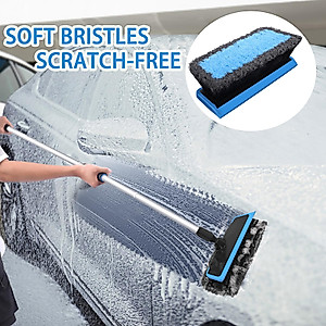Lsyomne 62'' Car Wash Brush with Long Handle, Scratch-Free Soft Bristles Sturdy Car Wash Brush, Complete Cleaning Kit with Car Wash Mop Mitt Towel Windshield Squeegee Wheel Tire Brush for Car Truck RV
