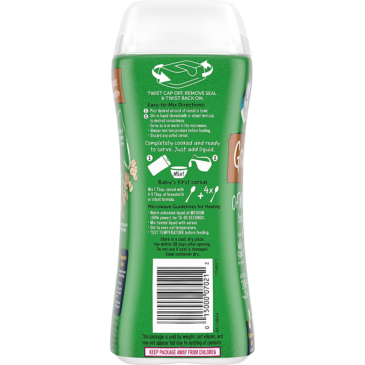 Gerber Baby Cereal, Organic Oatmeal, 8 Ounce