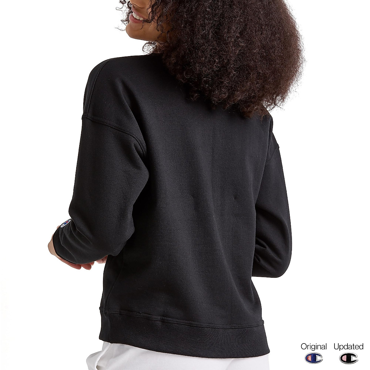 Champion Women's Sweatshirt, Powerblend, Crewneck, Sweatshirt for Women, Script (Reg. or Plus)