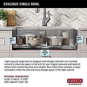 DELTA 95B932-32S-SS Lorelai Workstation Kitchen Sink Undermount Stainless Steel Single Bowl with WorkFlow Ledge and Chef’s Kit of 6 Accessories