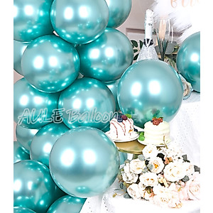 AULE Party Balloons 50 Pcs 12 inch Teal Green Metallic Chrome Helium Shiny Latex Thicken Balloon Perfect Decoration for Wedding Birthday Baby Shower Graduation Christmas Carnival