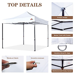 SCOCANOPY Pop Up Canopy Replacement Canopy Top,Canopy Cover ONLY,Bonus 4 Pack Weight Bag (10x10 White)